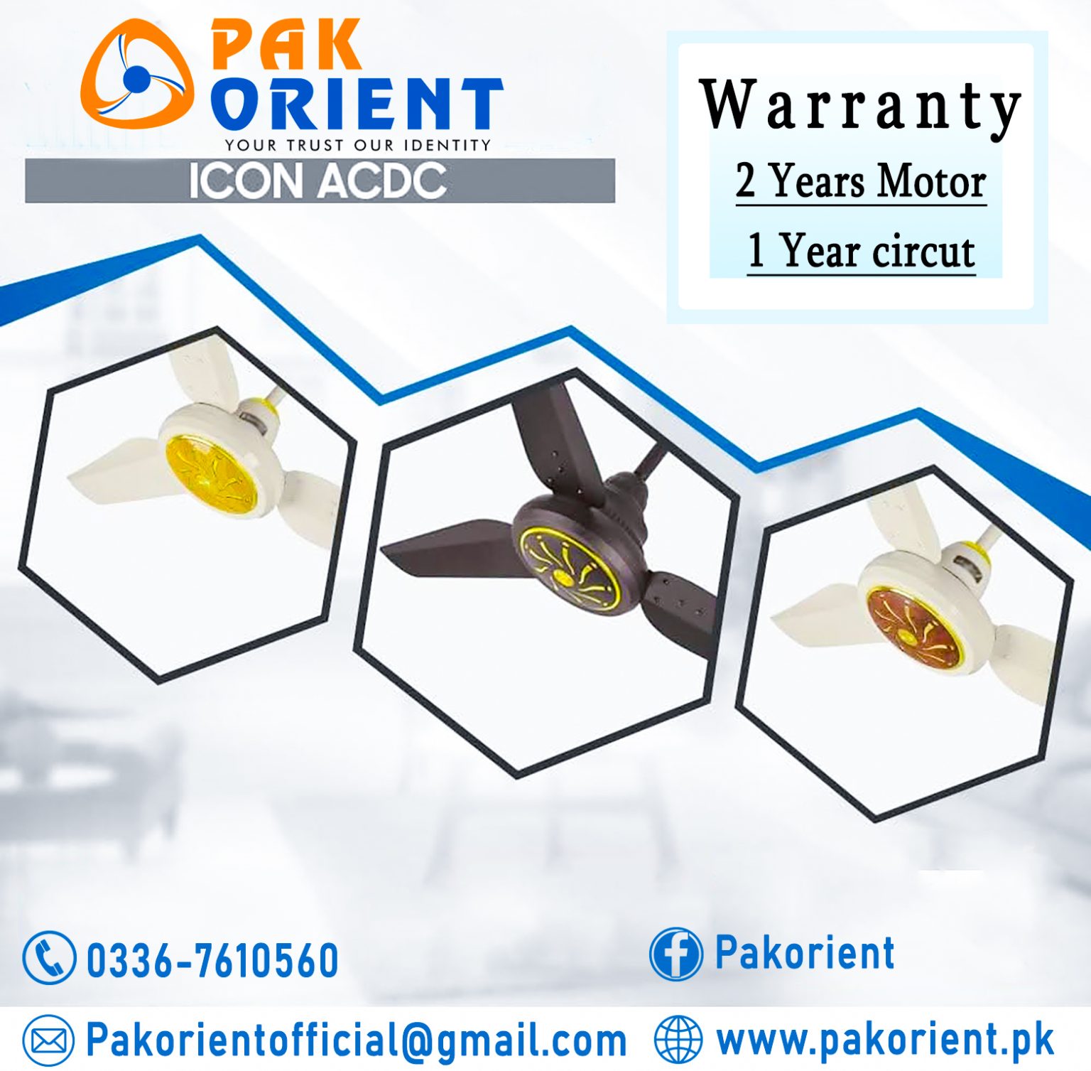 Pak Orient AC/DC Remote Control Celling Fan I CON - PAK ORIENT